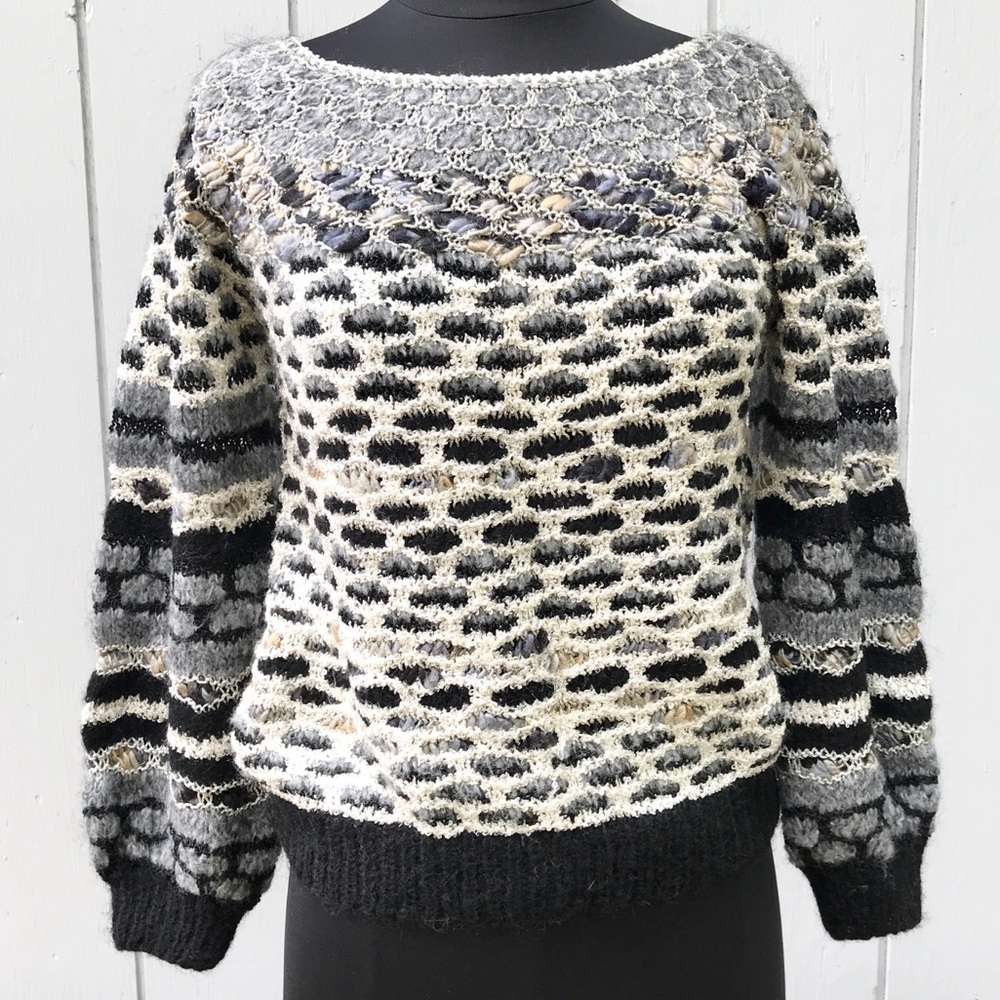Vintage Colleen Toland Hand Knit Crochet Sweater - Gem